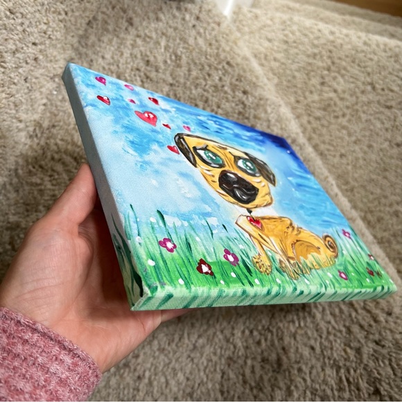 Handmade | Art | 1x14 Dog Pug Painting Acrylic Art Original Artwork 8x1 ...